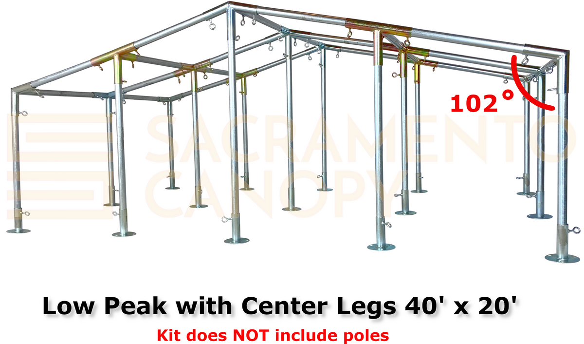 1"Extra Wide Low Peak with Center Legs Canopy Fittings Kits ...