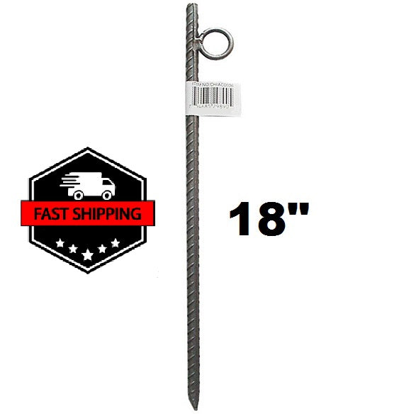 18" Canopy Rebar Stake Rod w/Loop Tie Down Ground Anchor – Sacramento ...
