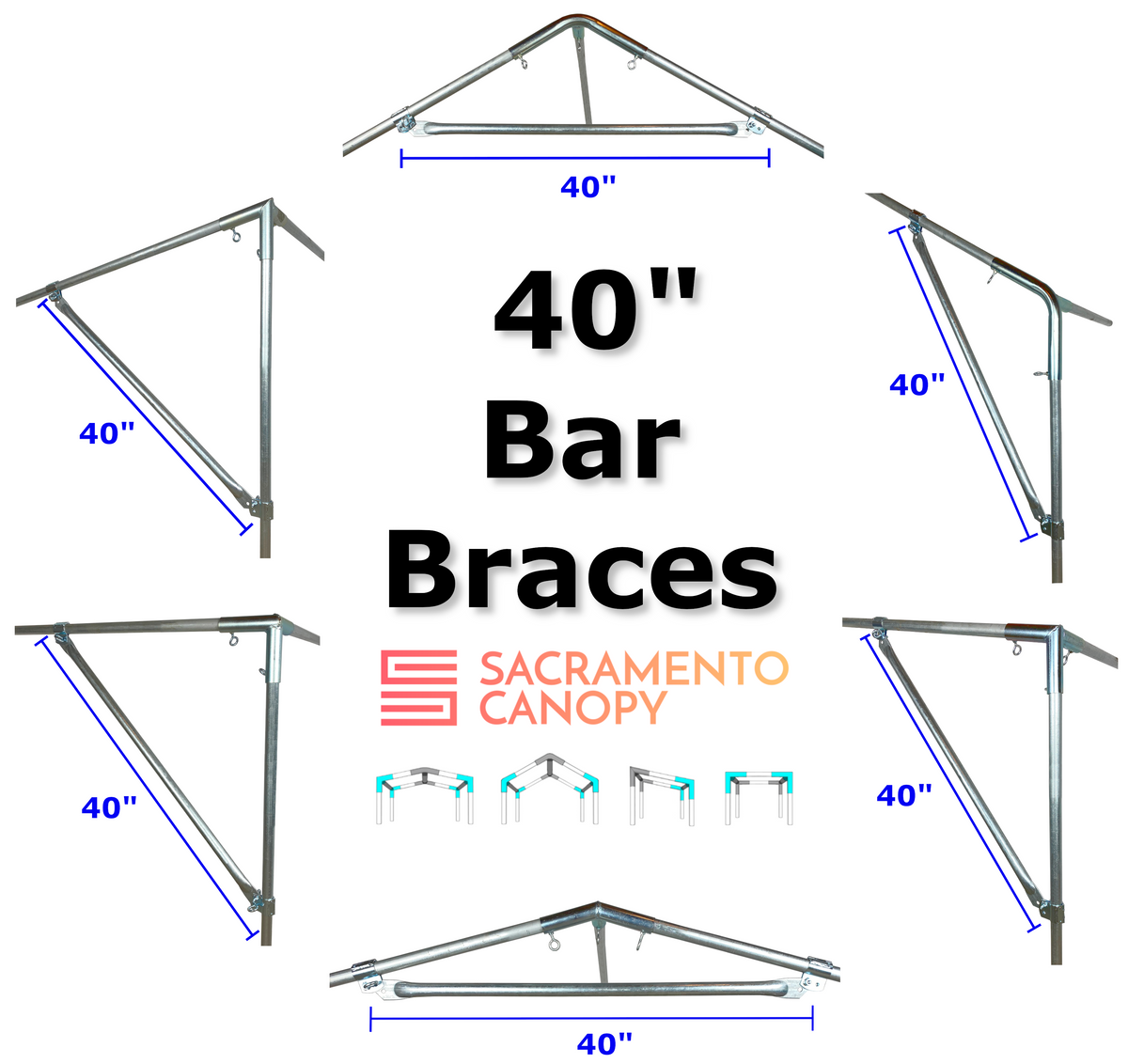 Bar Brace (40"Long) with Two 3/4", 1" or 1-1/2" Diameter Fittings ...