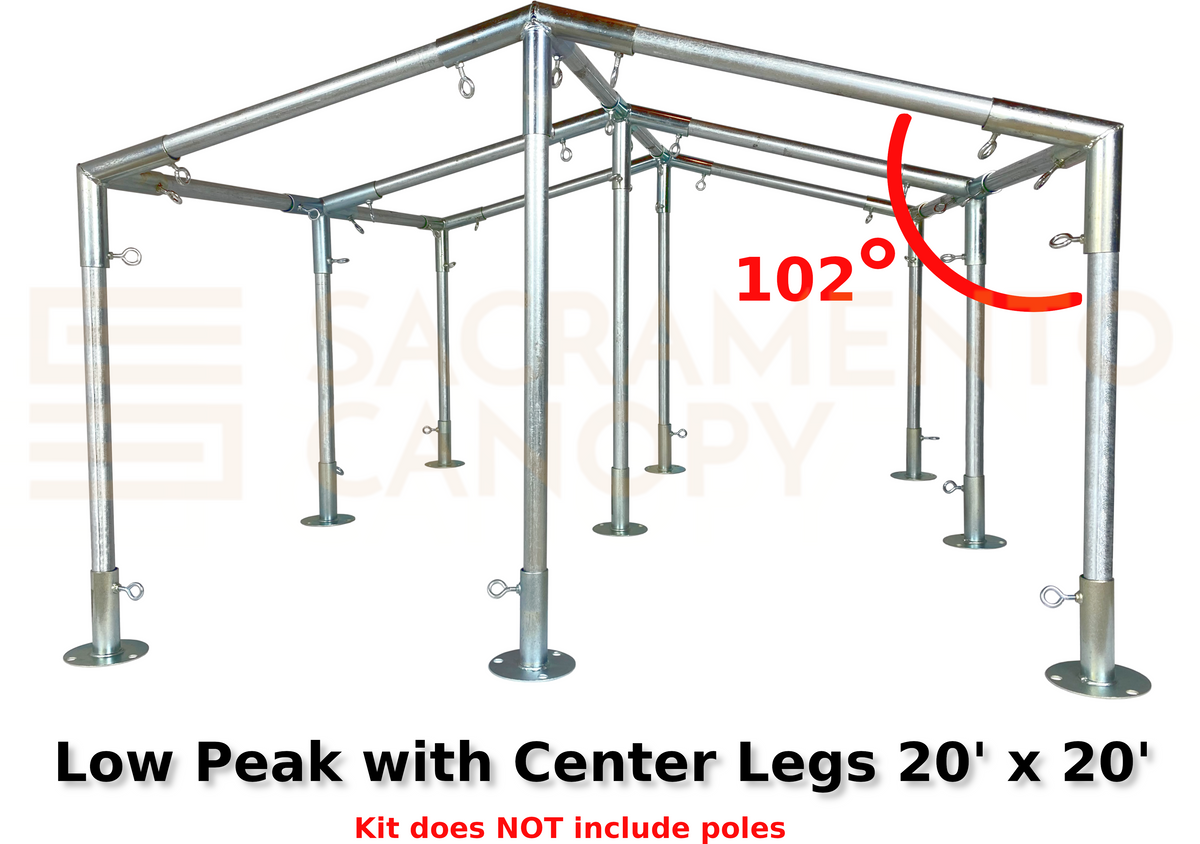 3/4" Low Peak with Center Legs Canopy Fittings Kits – Sacramento Canopy