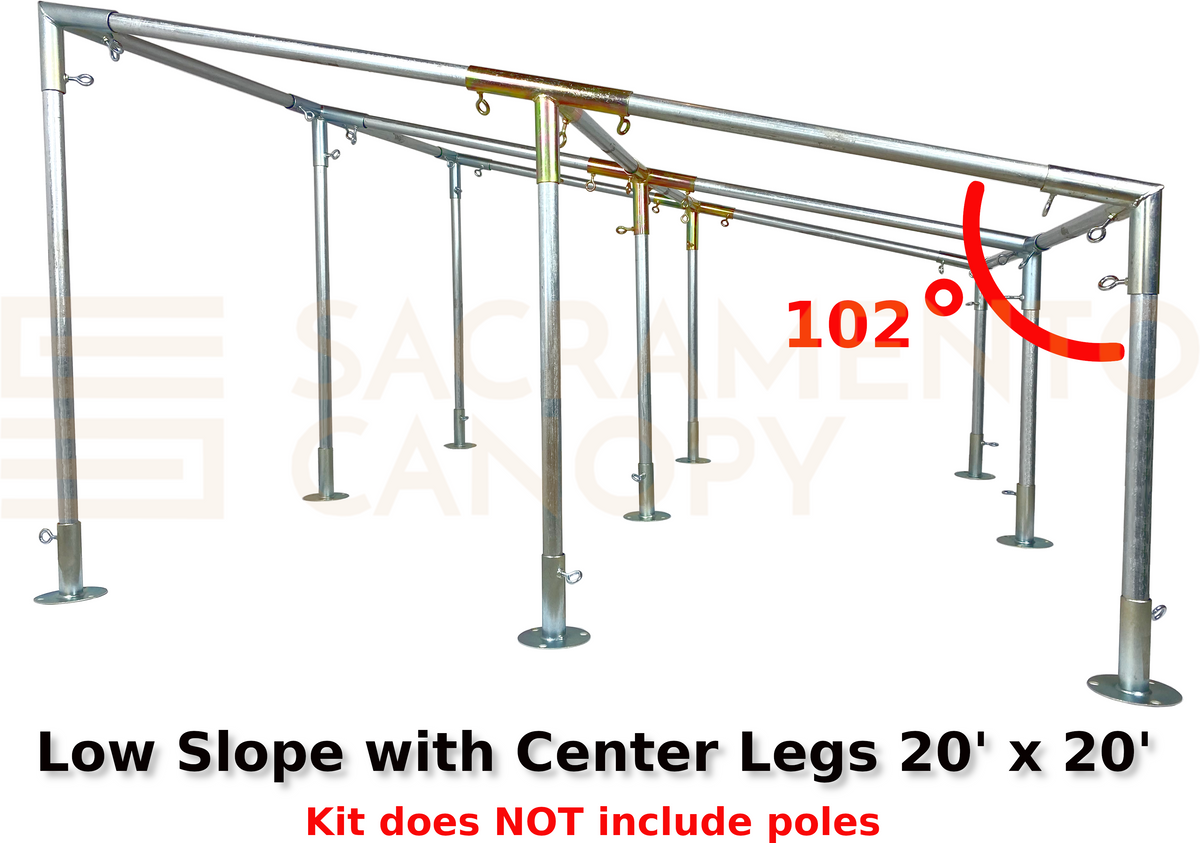 1" Low Slope with Center Legs Canopy Fittings Kits – Sacramento Canopy